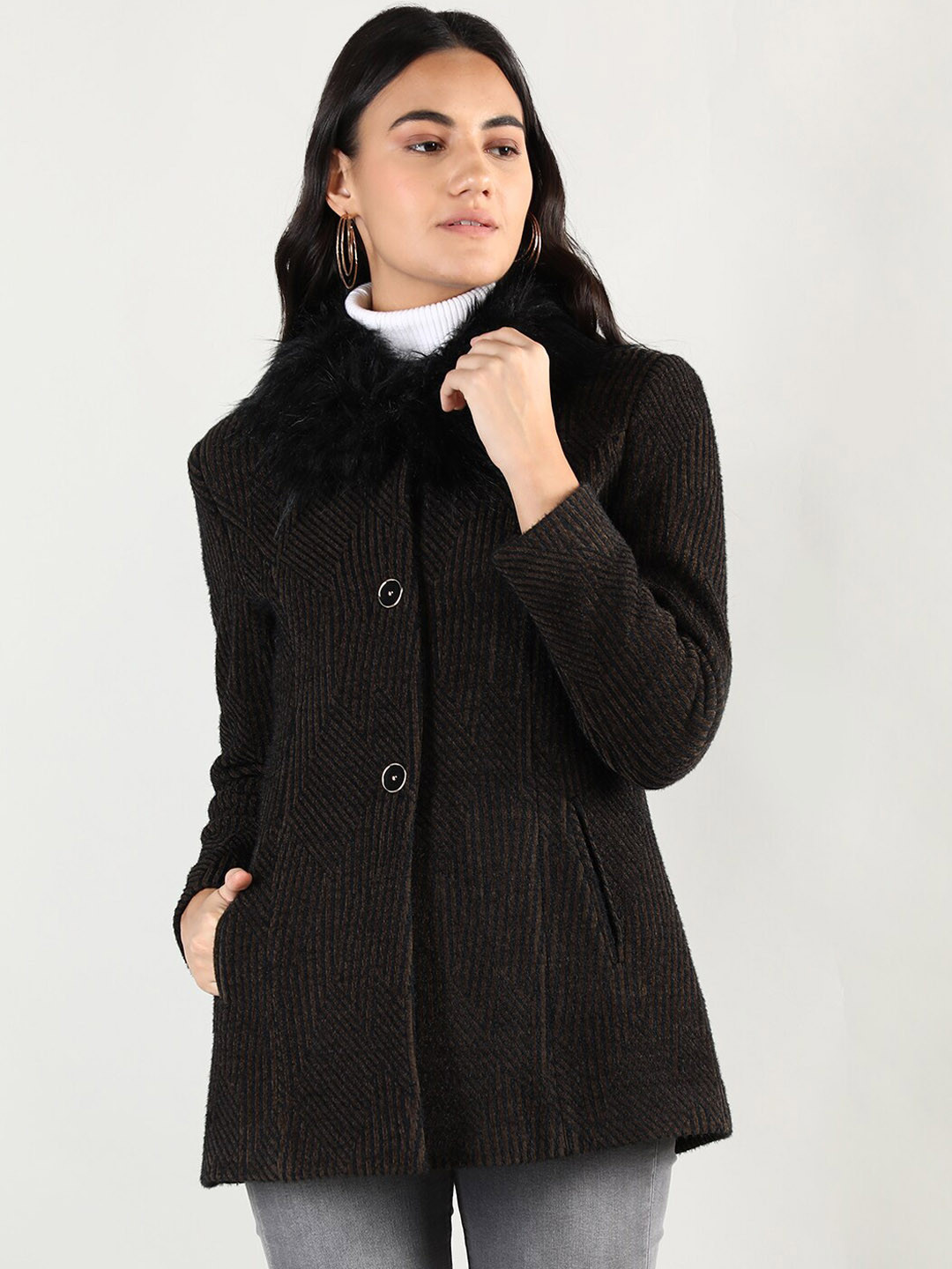 Buy LURE URBAN Women Knitted Wool Winter Overcoat - Coats for Women ...