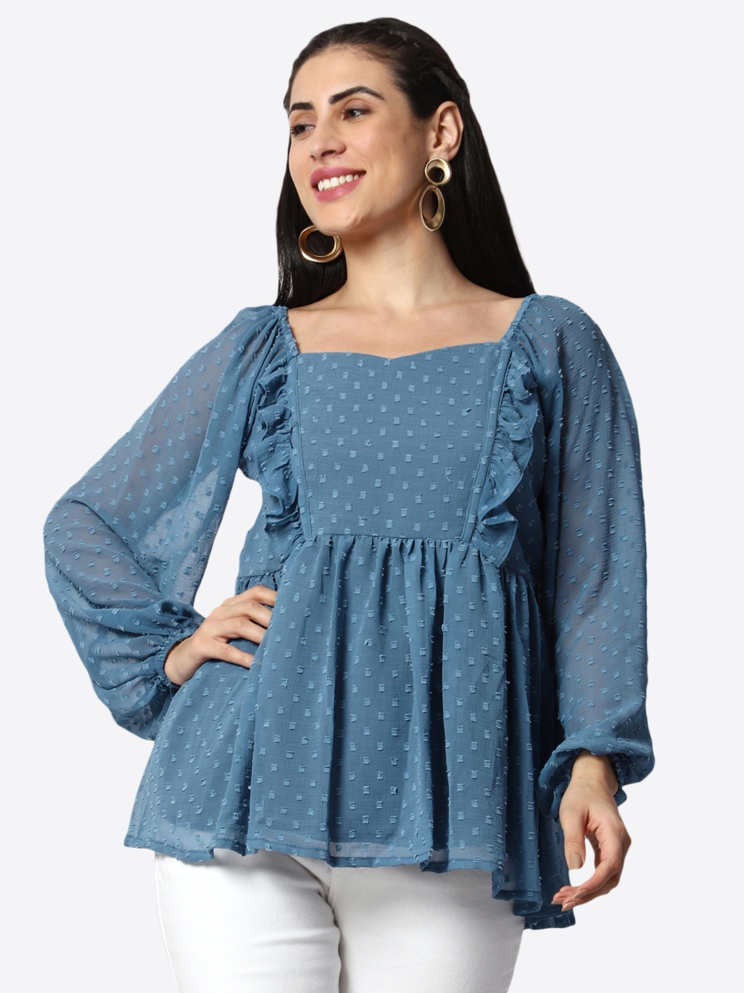 Buy Prettify Self Design Sweetheart Neck Empire Top Tops For Women