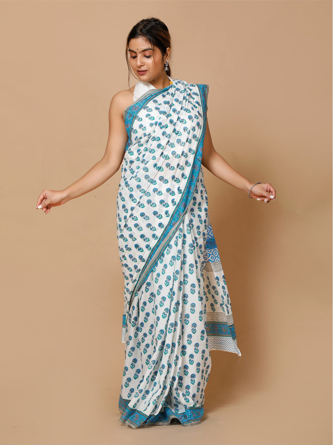 Buy BUTA BUTI Ethnic Motifs Pure Cotton Ready To Wear Saree - Sarees ...