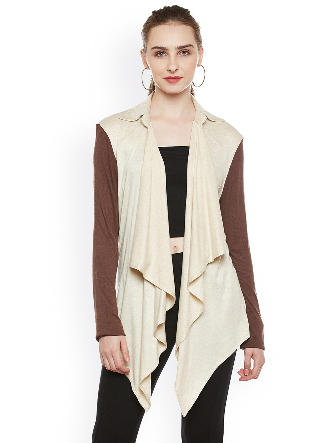 Buy Zastraa Beige Ruffle Shrug - Shrug for Women 2110997 | Myntra