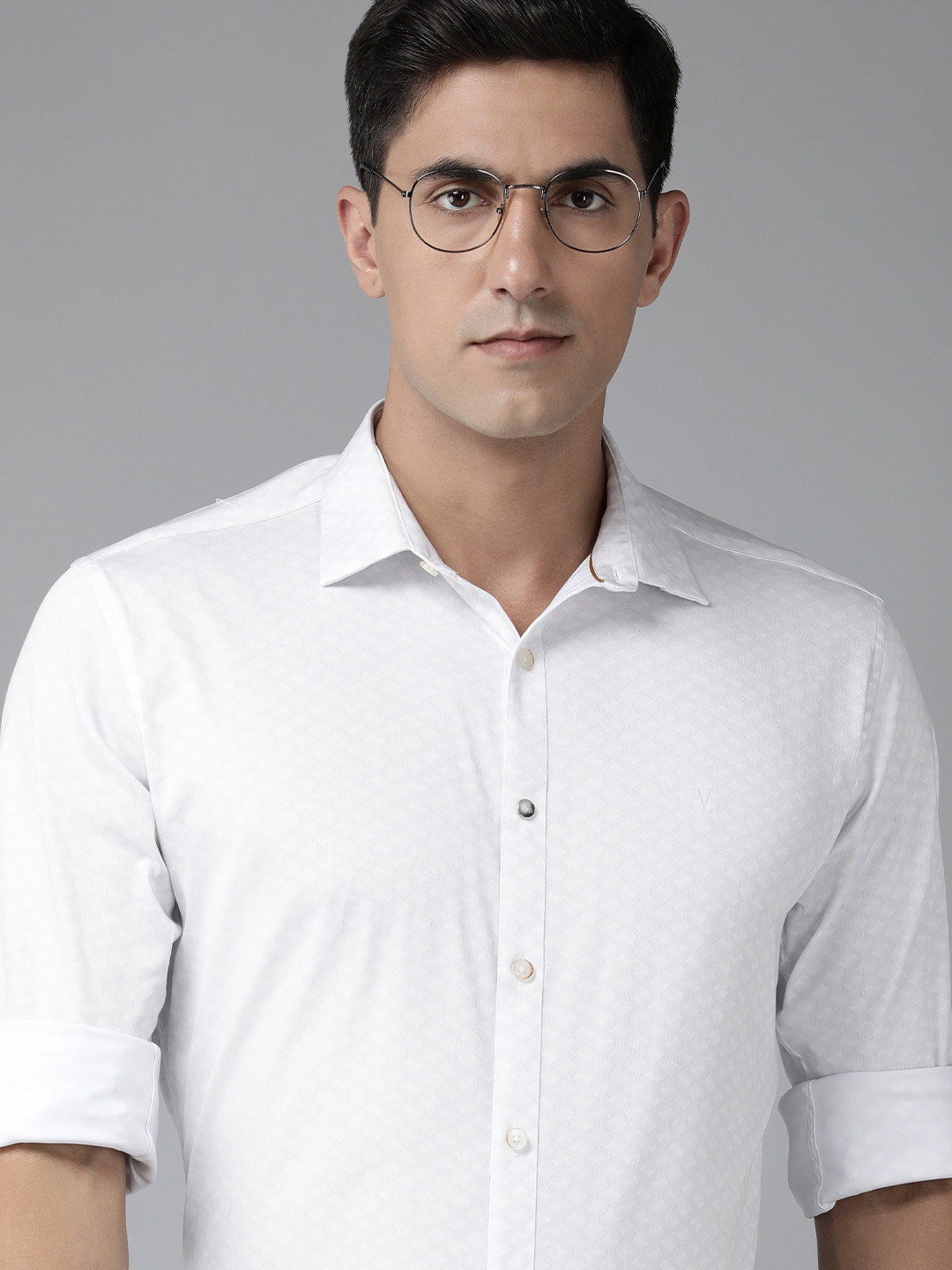 Buy V Dot Men White Club Slim Fit Self Design Formal Shirt - Shirts for ...