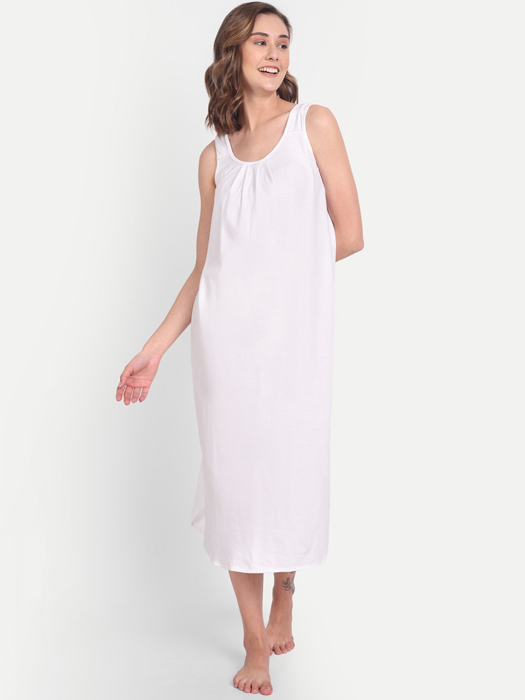 Buy BLAZON Scoop Neck Durable Pure Cotton Nighty Slip - Slips for Women ...