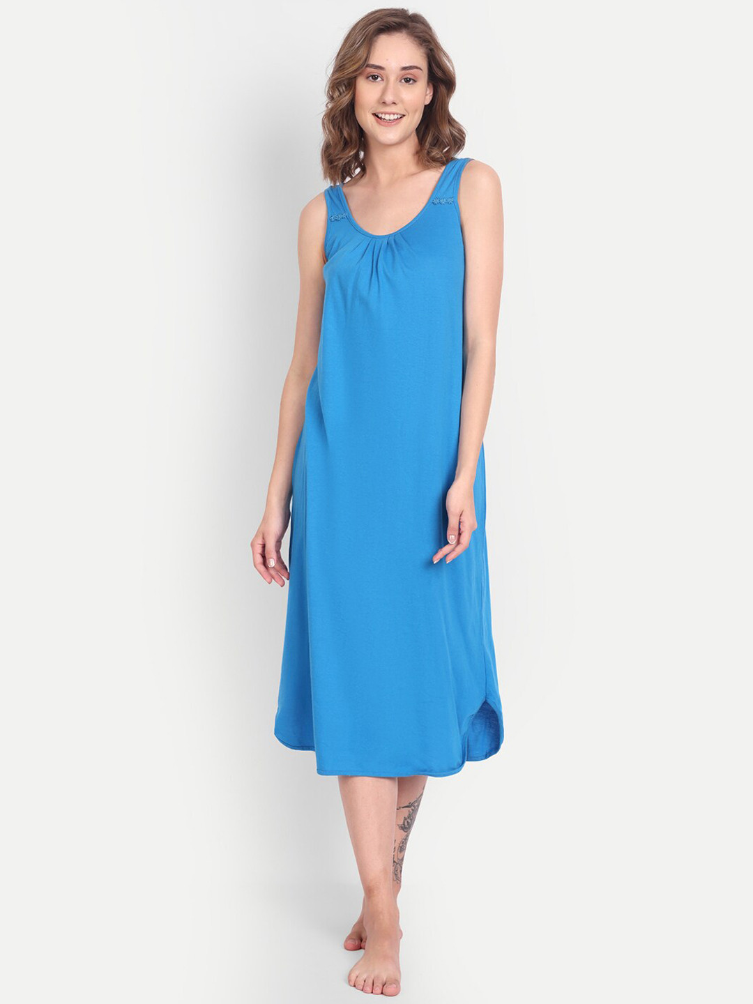 Buy BLAZON Scoop Neck Durable Pure Cotton Nighty Slip - Slips for Women ...