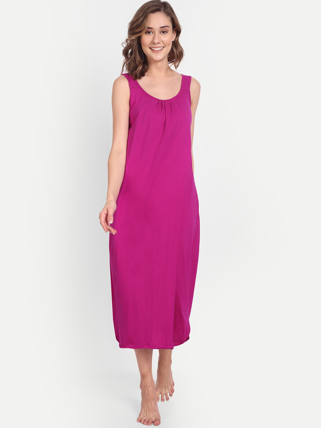 Buy BLAZON Dreams Super Combed Cotton Lace Patchwork Longline Nighty ...