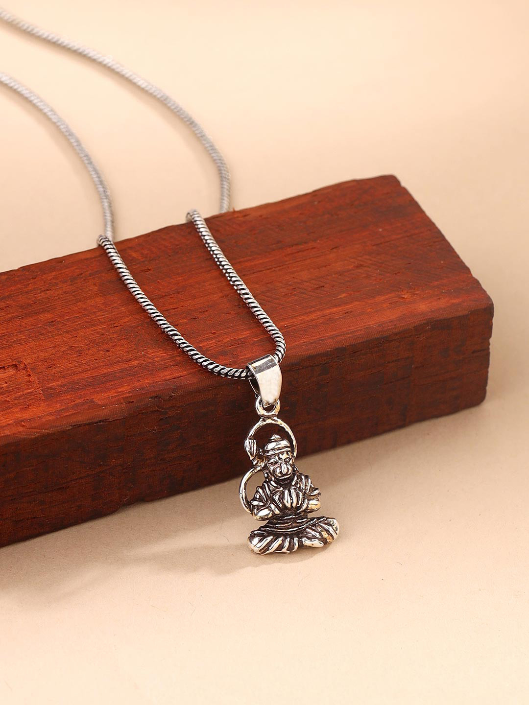 Buy VIRAASI Men Silver Plated Hanuman Idol Pendant Chain - Necklace And ...