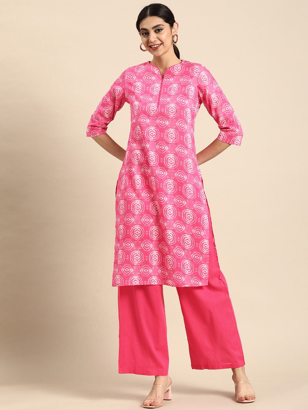 Buy Anouk Women Geometric Printed Pure Cotton Kurta With Palazzos