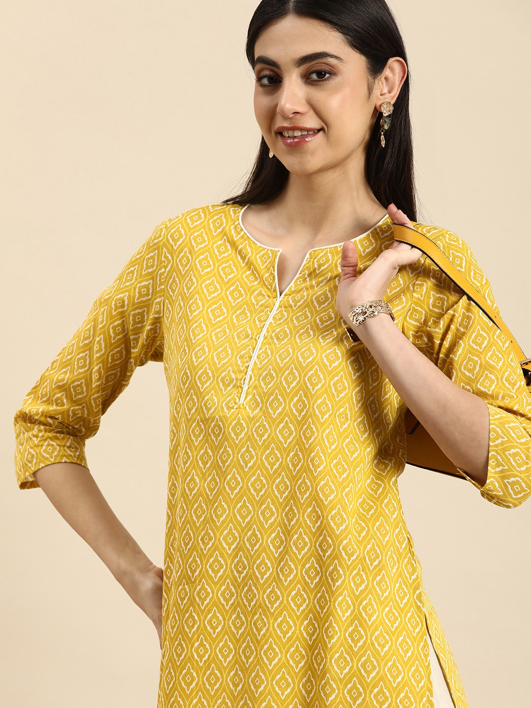 Buy Anouk Ethnic Motifs Printed Pure Cotton Kurta Kurtas For Women