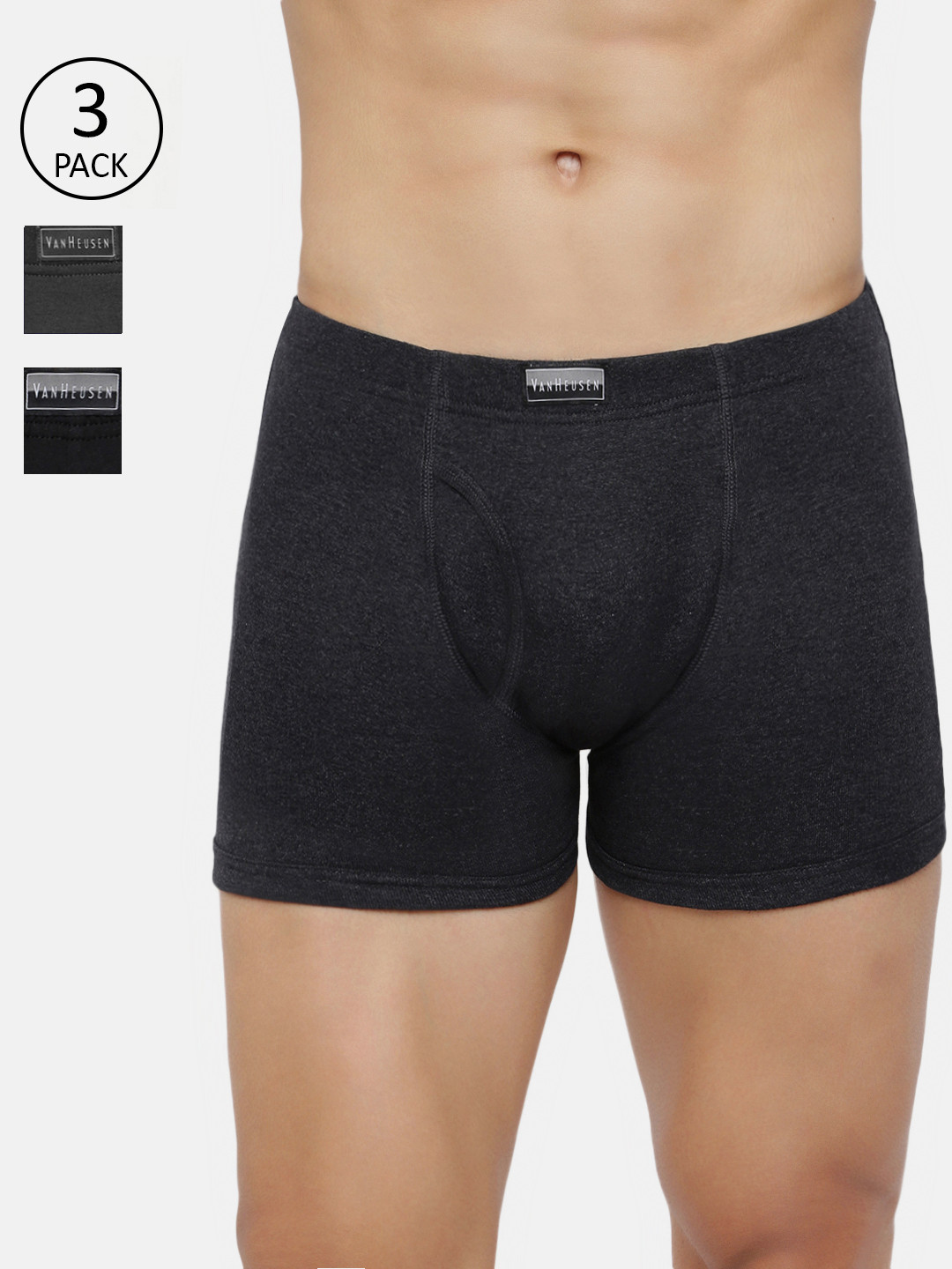 Buy Van Heusen Innerwear Men Pack Of 3 Solid Anti Bacterial Colour ...