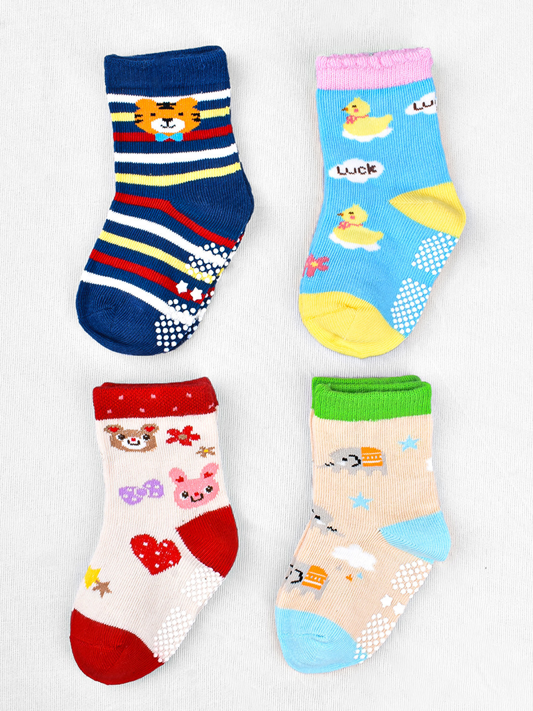 Buy FOOTPRINT 4 Pairs Infant Kids Unisex Multi Colored Ankle Length ...