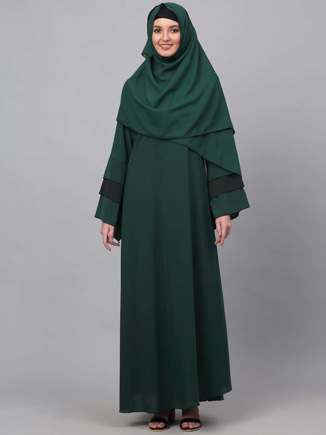 Buy KLOTTHE Embellished Detail Burqa With Scarf - Burqas for Women ...