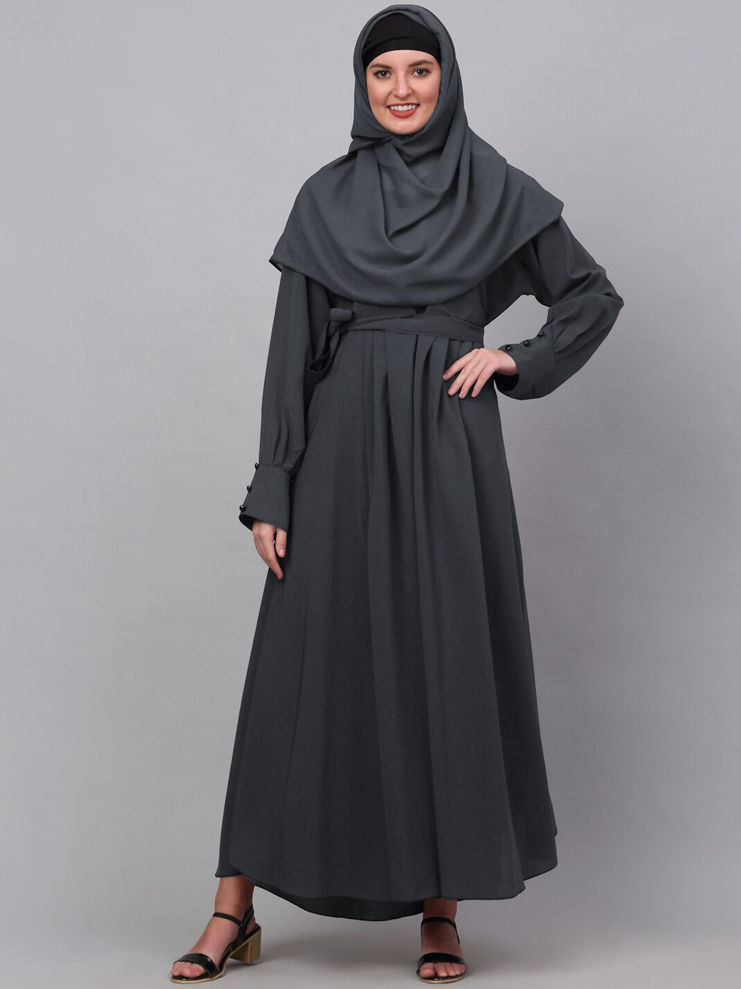 Buy KLOTTHE Embellished Detail Burqa With Scarf - Burqas for Women ...