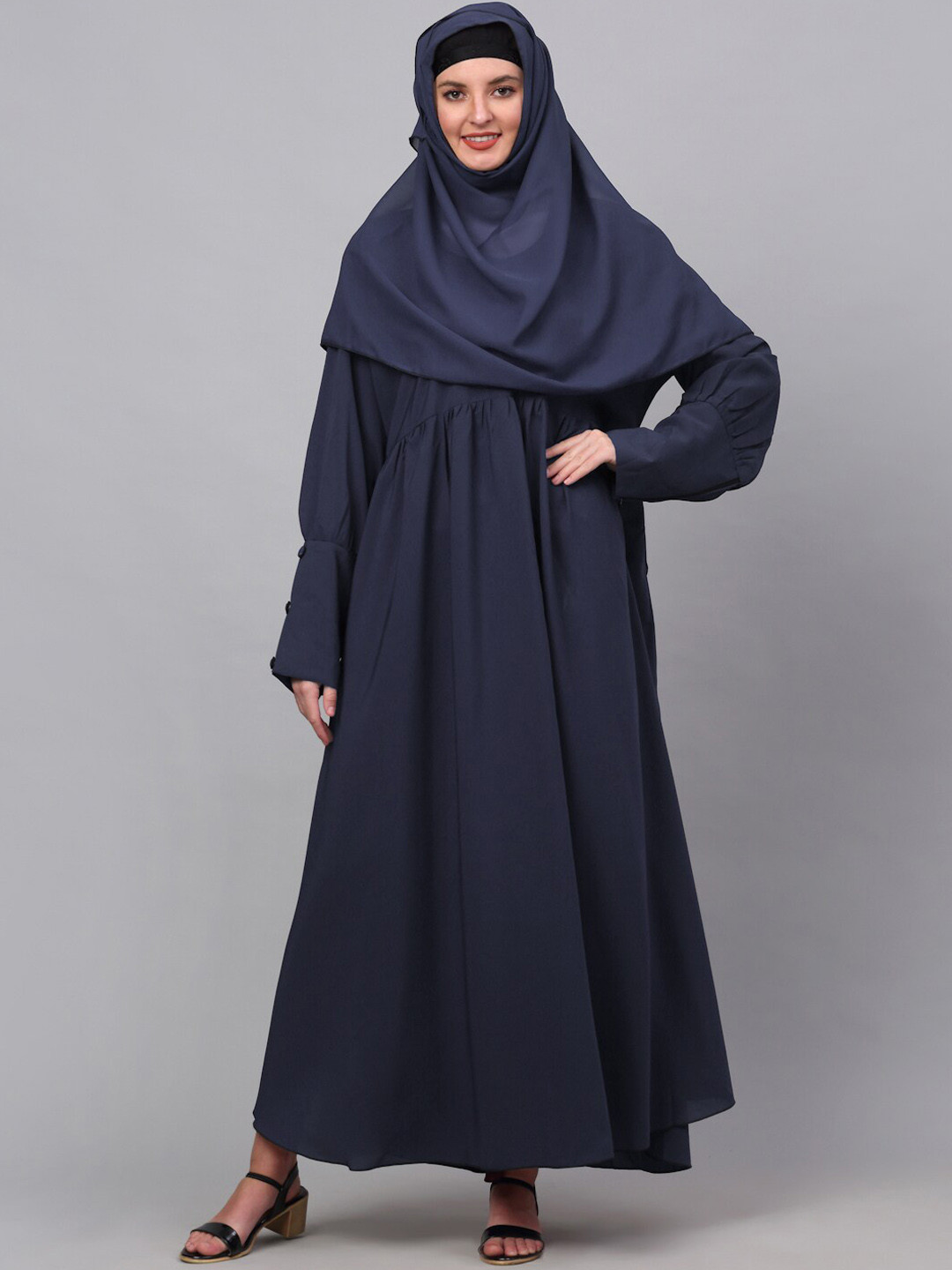 Buy KLOTTHE Embellished Detail Burqa With Scarf - Burqas for Women ...