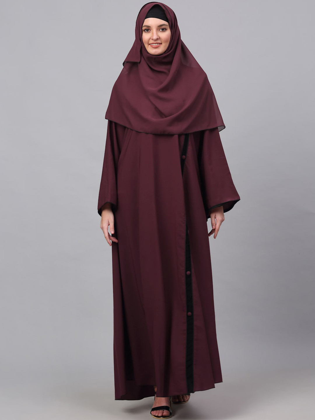 Buy KLOTTHE Embellished Detail Burqa With Scarf - Burqas for Women ...