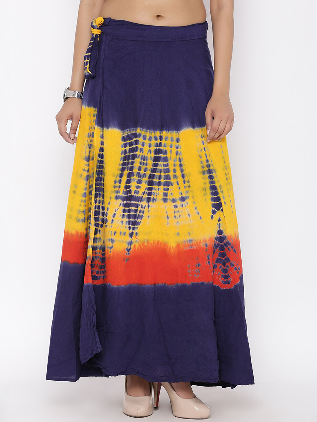 Buy SOUNDARYA Tie & Dye Printed Cotton Wrap Around Maxi Skirts - Skirts ...