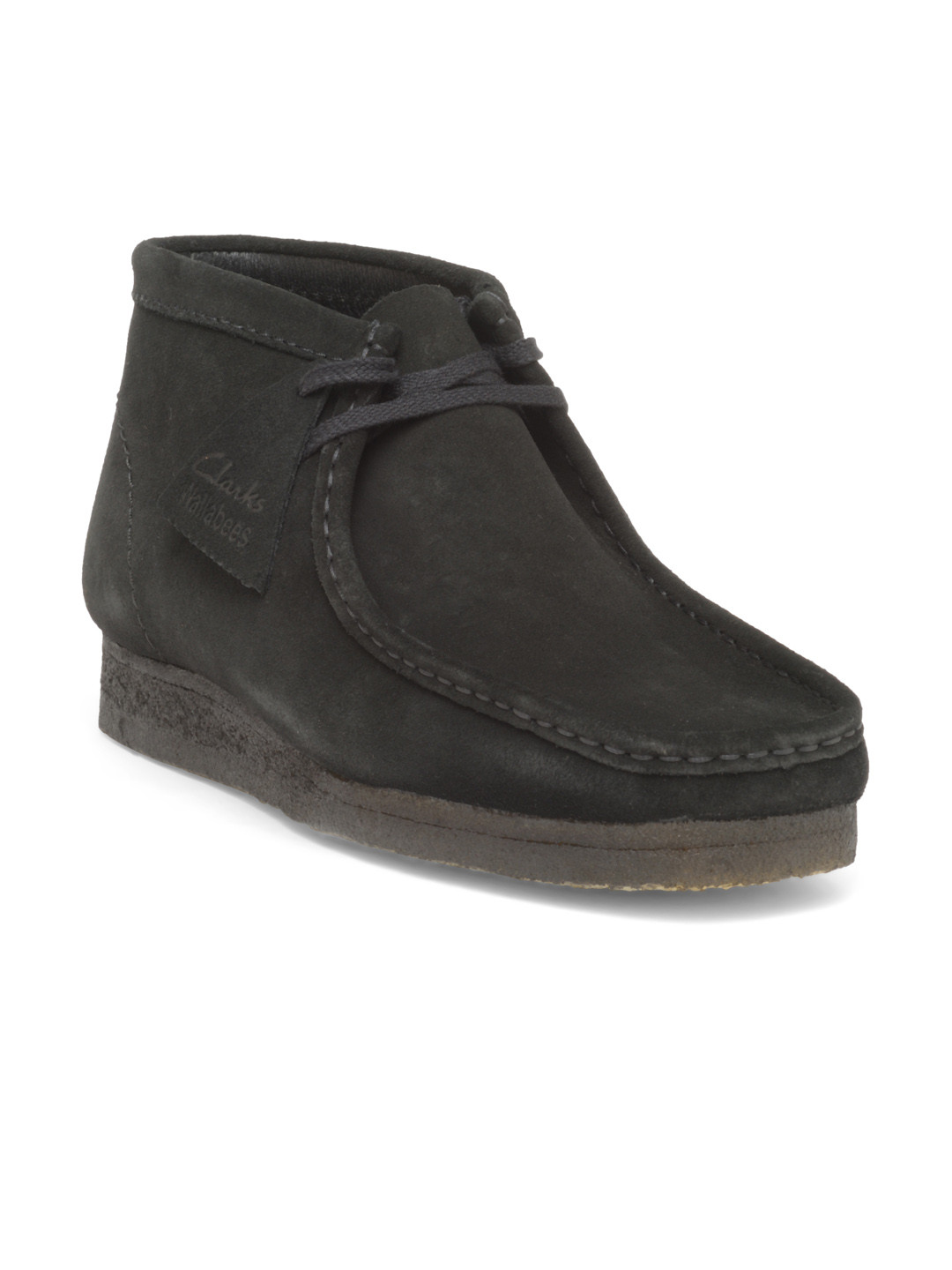 Buy Clarks Men Black Solid Suede Mid Top Flat Boots - Boots for Men ...