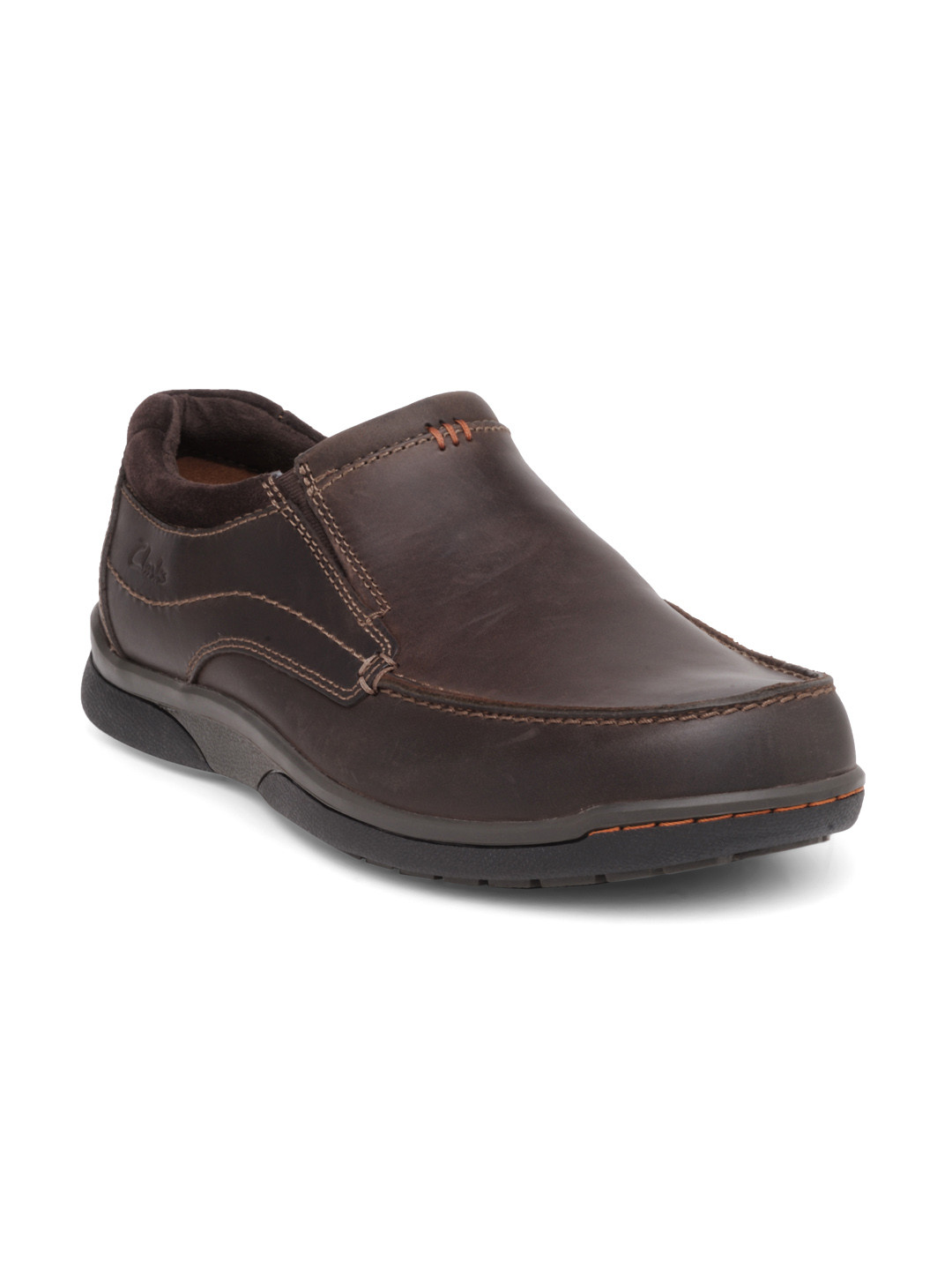 Buy Clarks Men Coffee Brown Solid Leather Slip On Sneakers - Casual ...