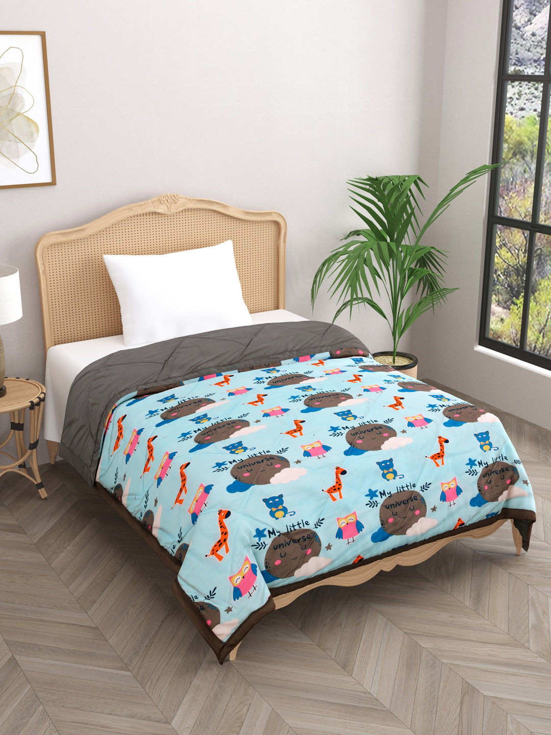 Buy Gulaab Jaipur Blue & Grey Mild Winter Cotton 500 GSM Single Bed ...