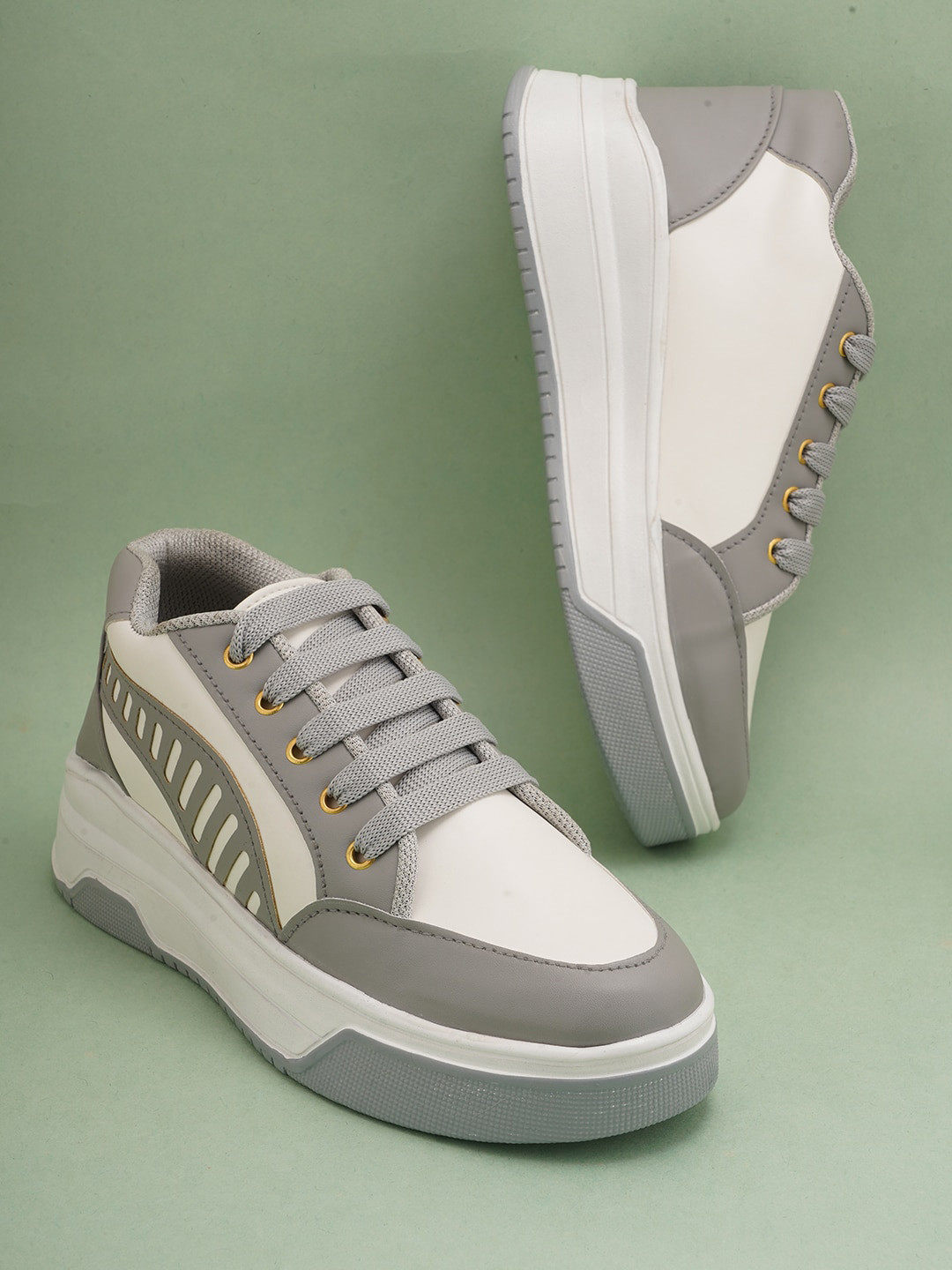 Buy SAPATOS Women Grey Colourblocked Lightweight Sneakers - Casual ...