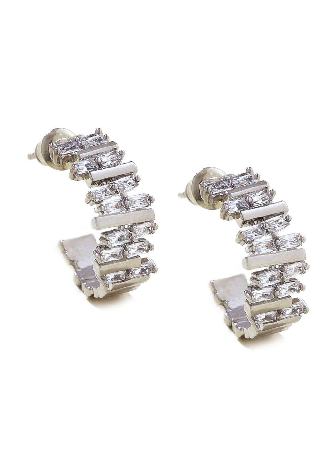 Buy Bling Sutra Rhodium Plated Circular Half Hoop Earrings - Earrings ...