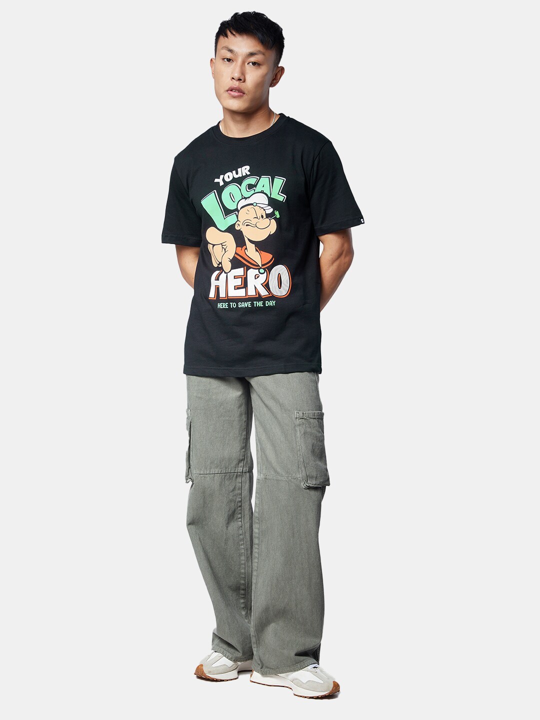 Buy The Souled Store Men Popeye Printed Cotton Oversized T Shirt