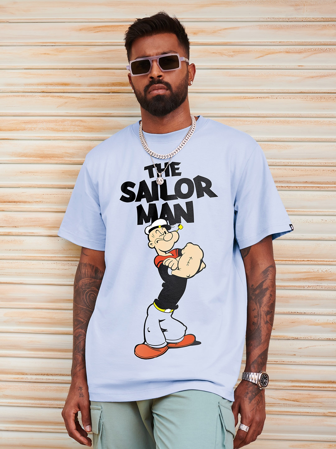 Buy The Souled Store Men Popeye Printed Cotton Oversized T Shirt