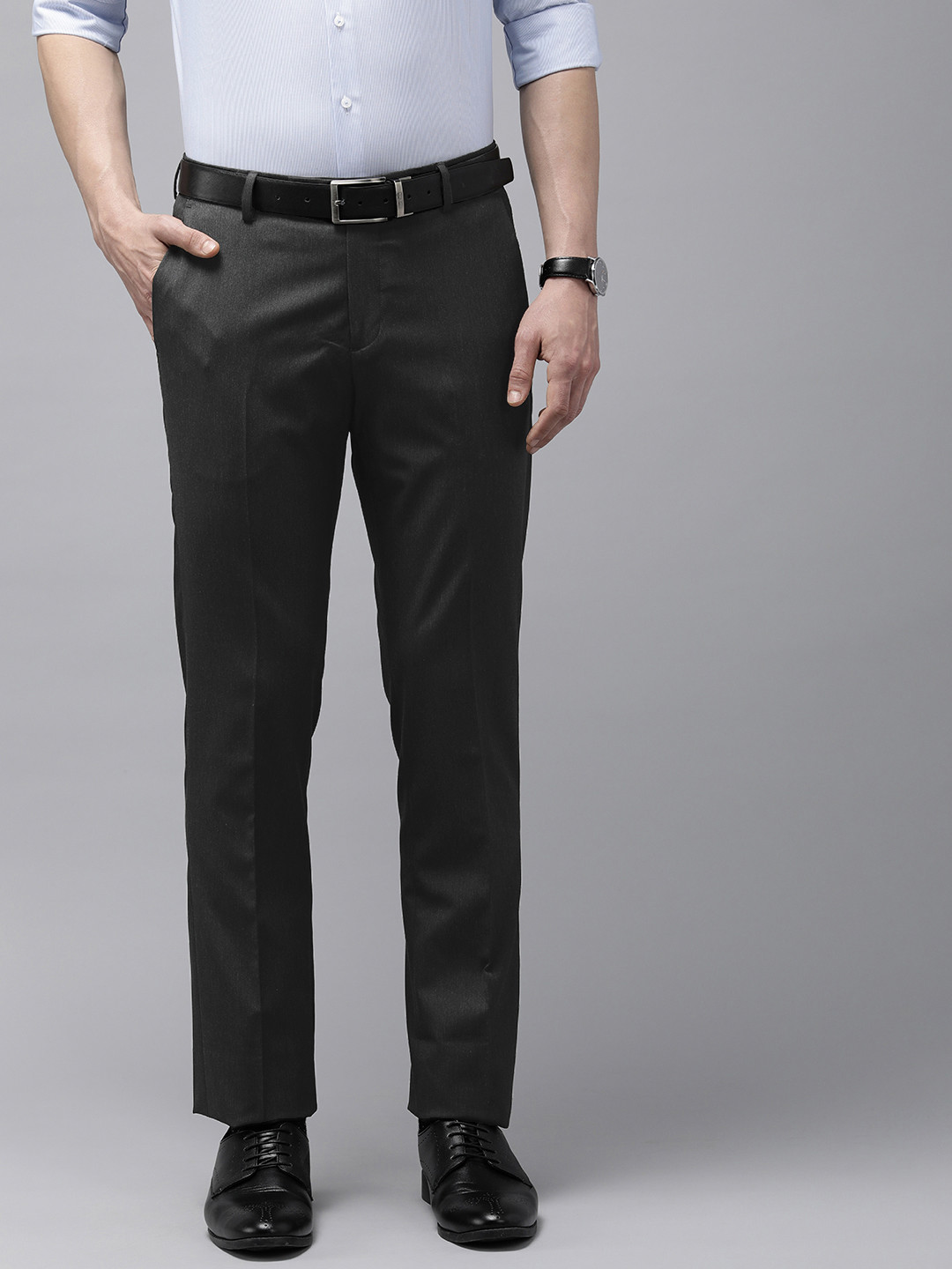 Buy Arrow Men Solid Tailored Fit Formal Trousers - Trousers for Men ...