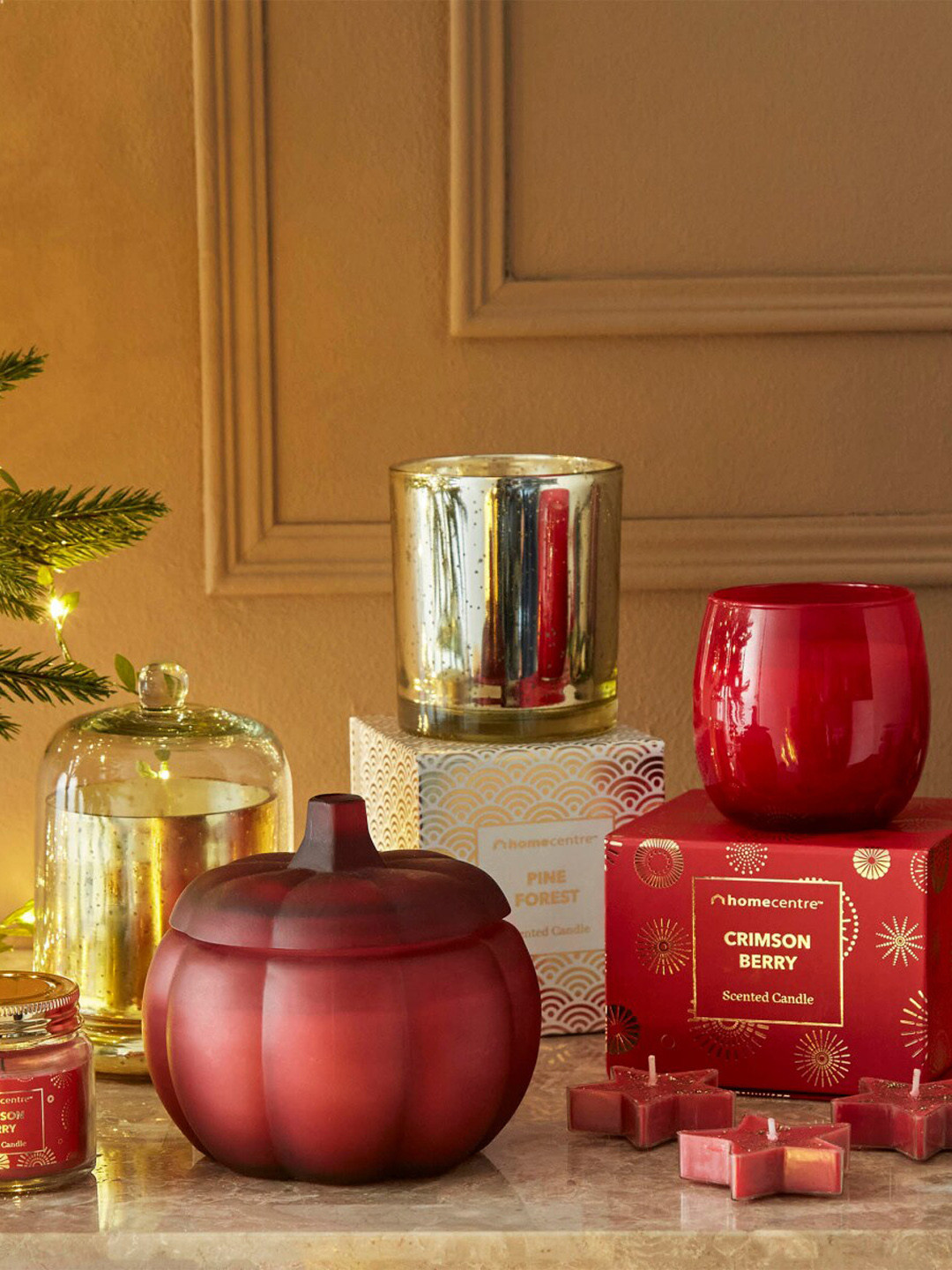 Buy Home Centre Maroon Pumpkin Glass Scented Candle Jar - Candles for ...