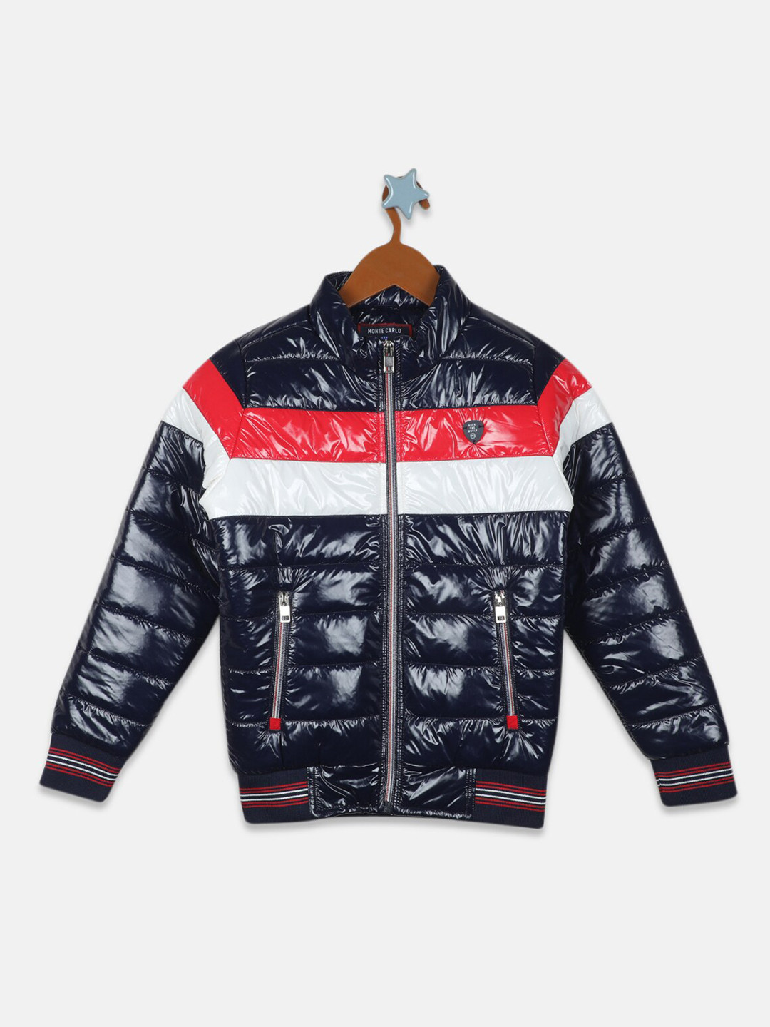 Buy Monte Carlo Boys Navy Blue Colourblocked Bomber Jacket - Jackets ...