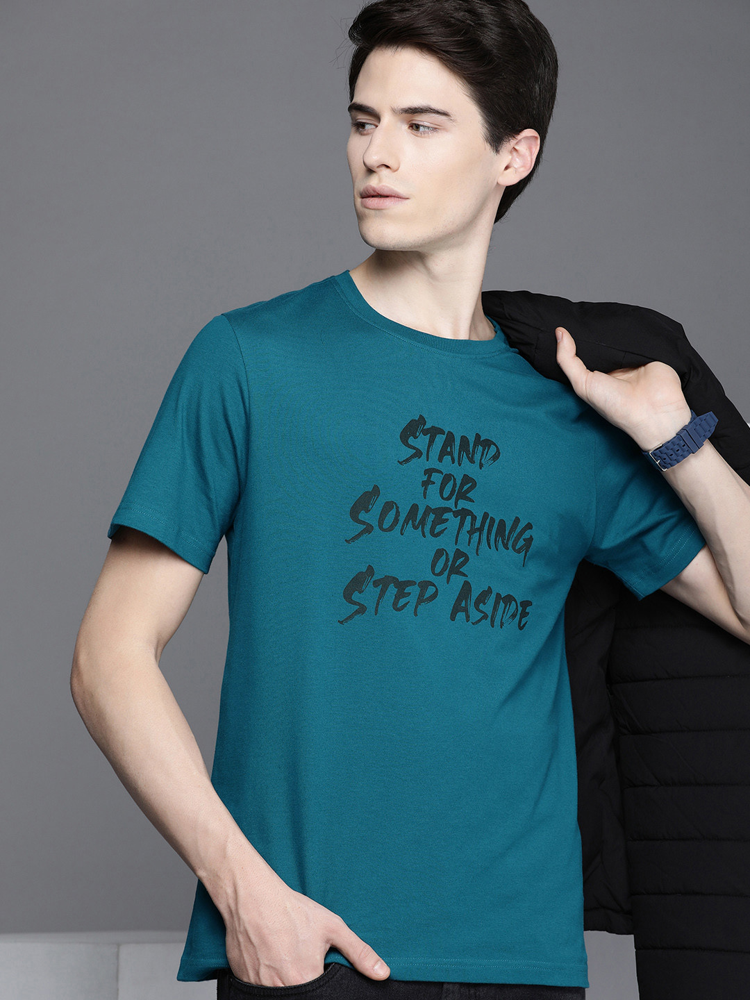 Buy Kenneth Cole Foundation Tee Men Coronet Blue Typography Printed ...