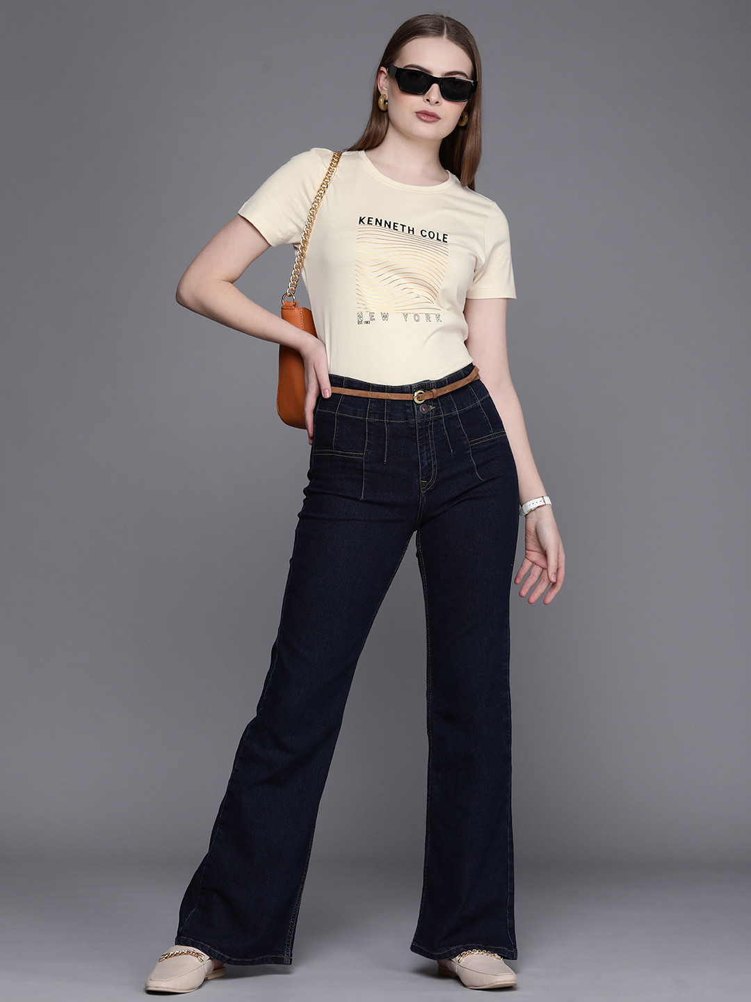 Buy Kenneth Cole Women Brand Logo Printed Pure Cotton T Shirt - Tshirts ...