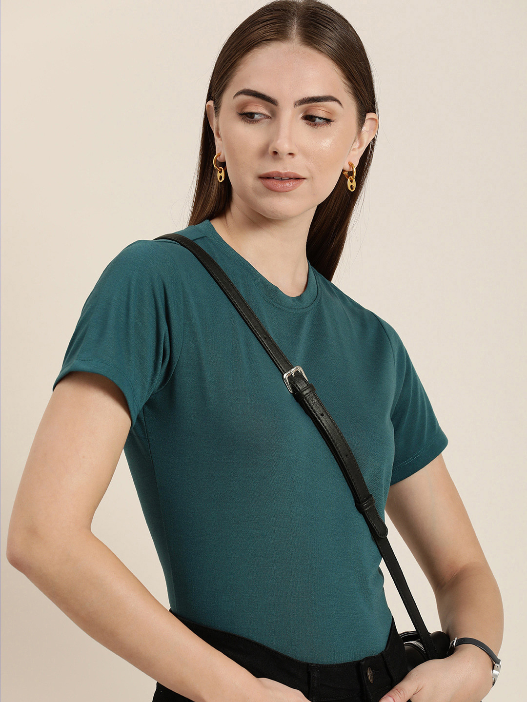 Buy Her By Invictus Women Solid Round Neck T Shirt - Tshirts for Women ...