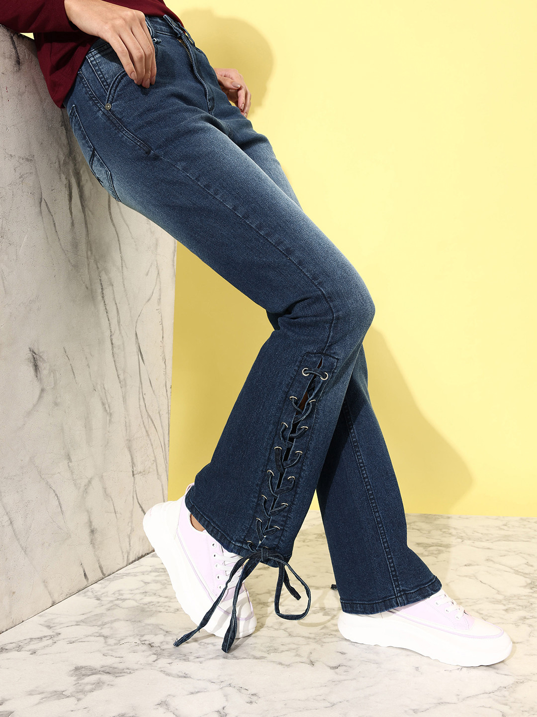 Buy The Roadster Life Co. Women Cool Blue Rodeo Bootcuts High Rise ...