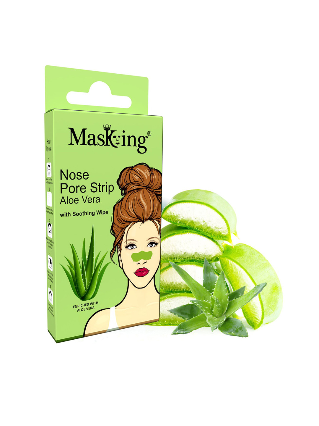 Buy MasKing Set Of 4 Aloe Vera Nose Pore Strip With Soothing Wipes ...