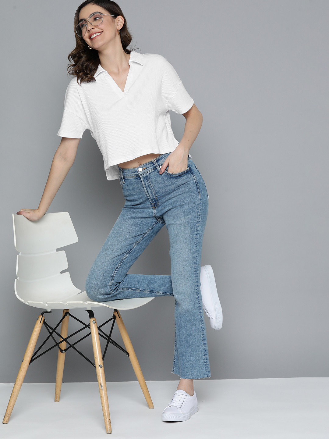 Buy Mast & Harbour Polo Collar Drop Shoulder Sleeves Boxy T Shirt - Tshirts for Women 21188292 ...