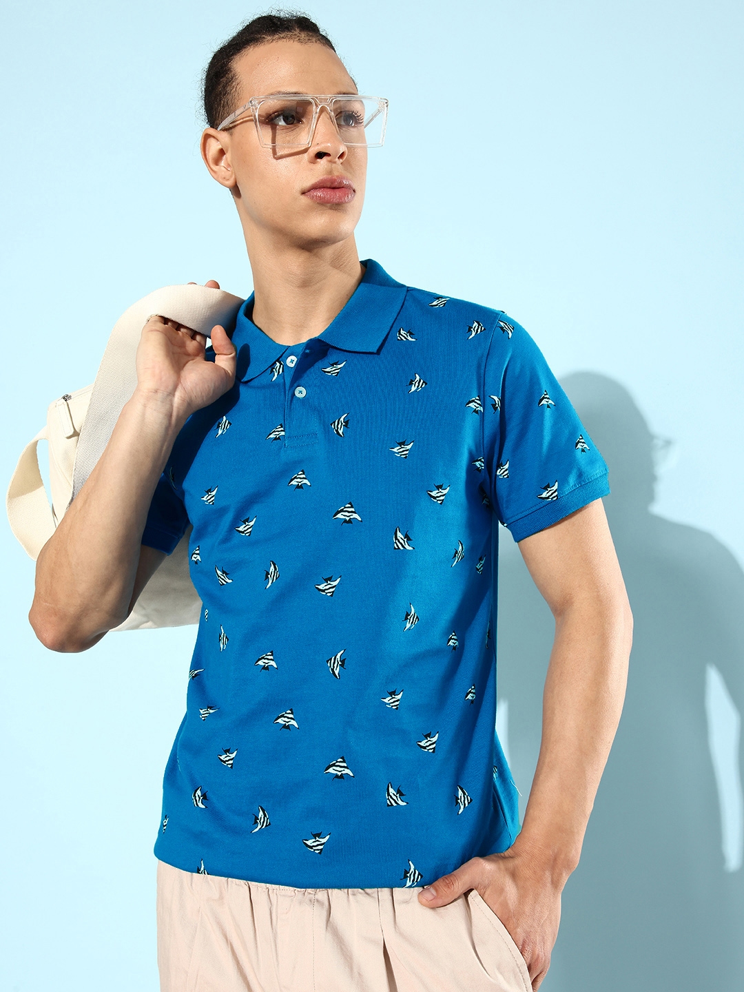 Buy Mast And Harbour Men Printed Polo Collar Pure Cotton T Shirt