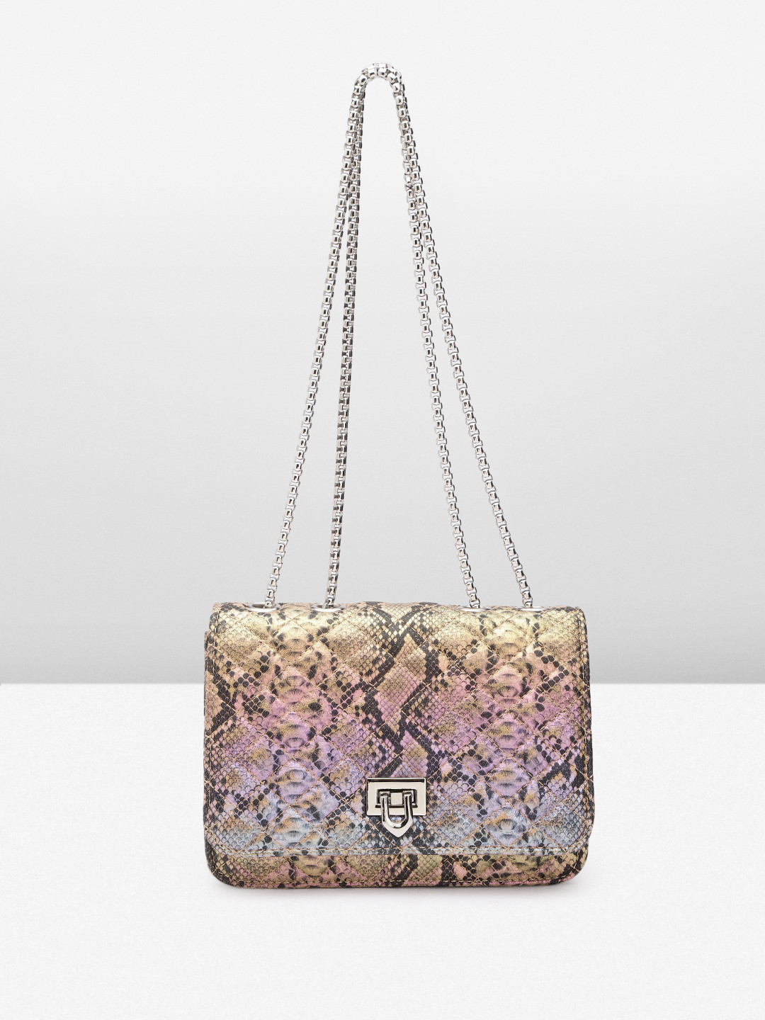 Buy Lino Perros Snake Skin Textured Sling Bag With Quilted Detail ...