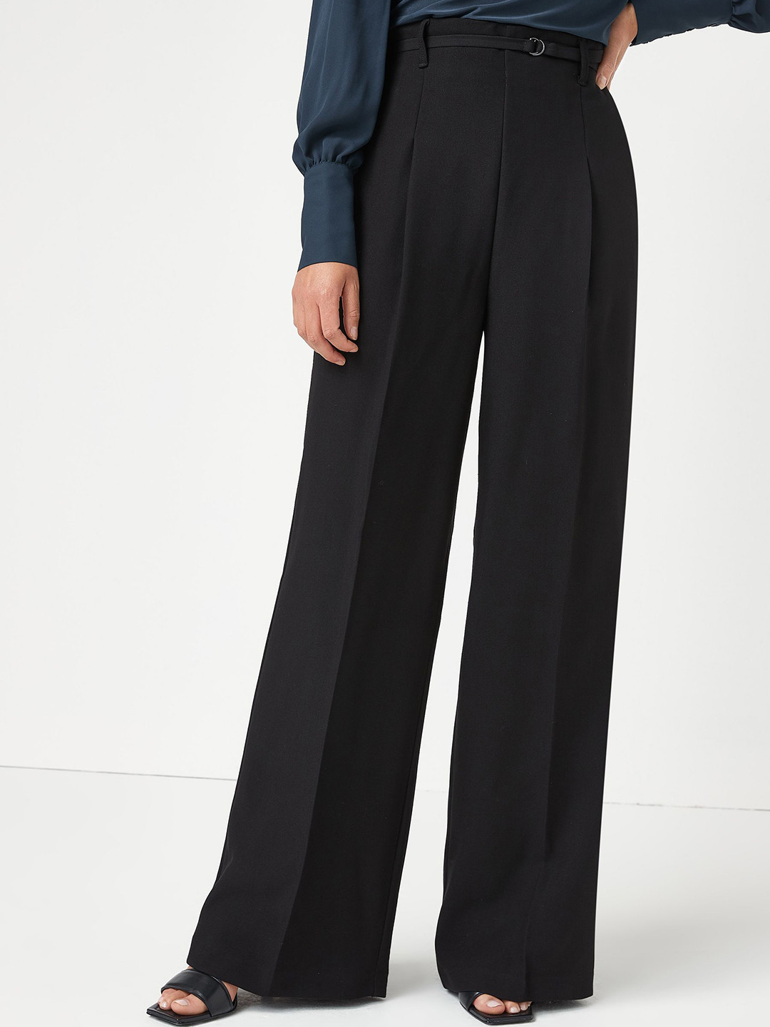 Buy NEXT Women Belted Pleated Wide Leg Trousers - Trousers for Women ...
