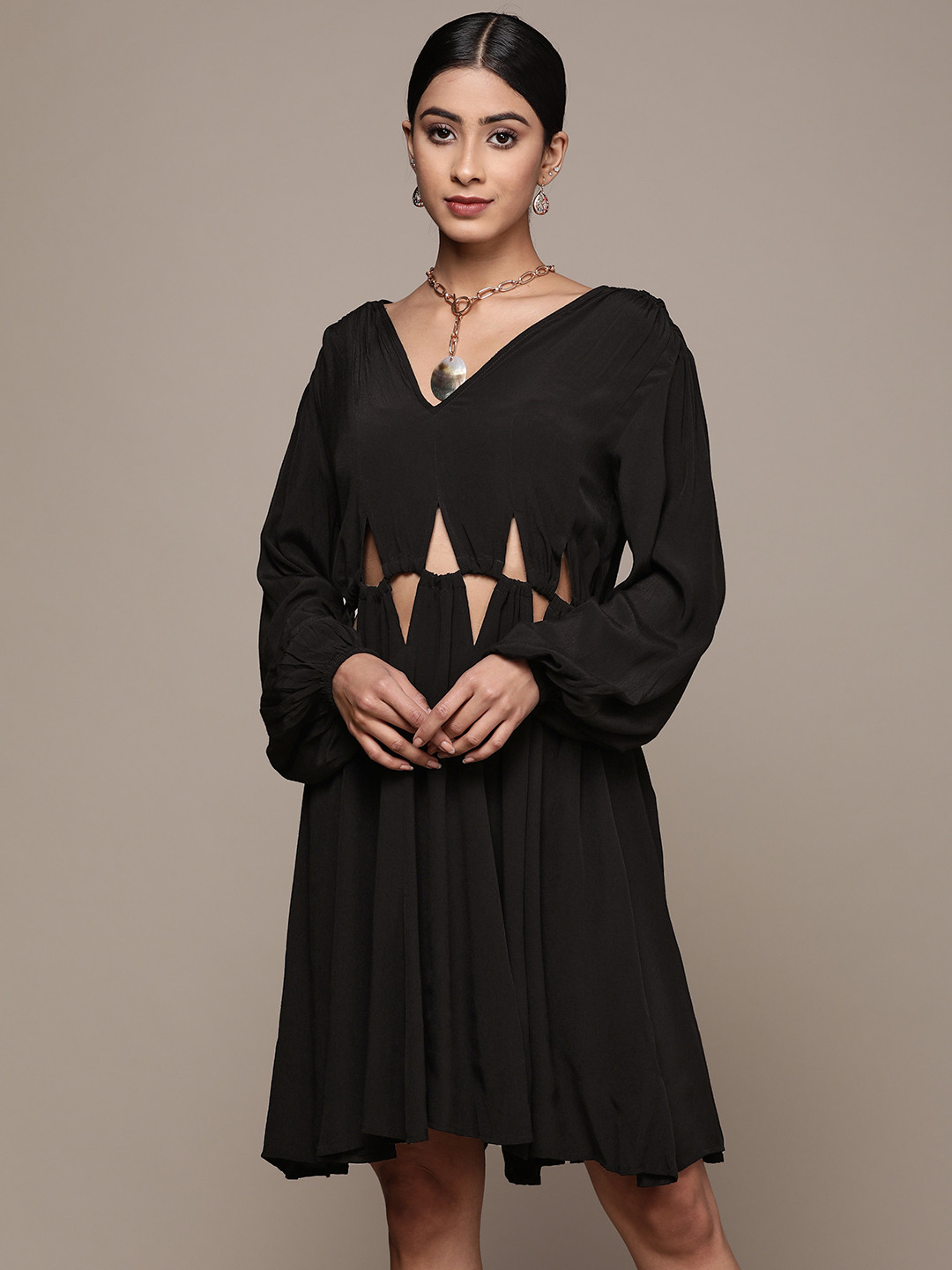 Buy Label Ritu Kumar Black Crepe A Line Dress - Dresses for Women ...