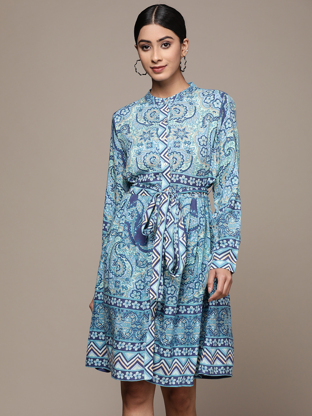 Buy Label Ritu Kumar Blue Floral A Line Dress - Dresses for Women ...