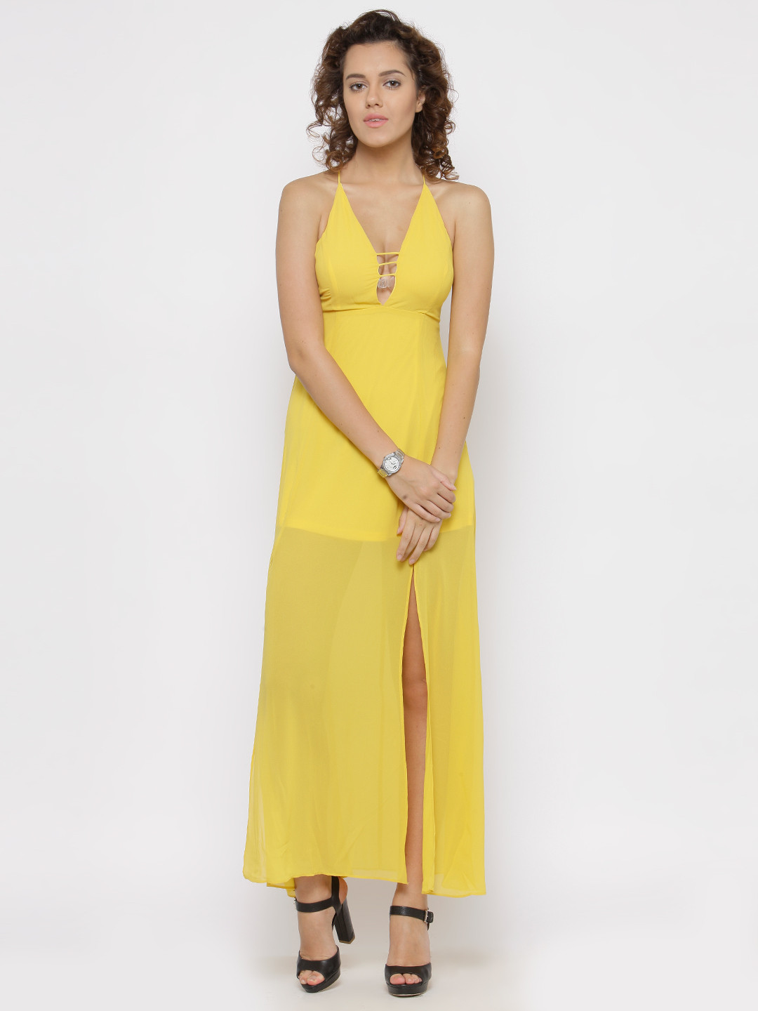 Buy FOREVER 21 Women Yellow Solid Maxi Dress - Dresses for Women ...
