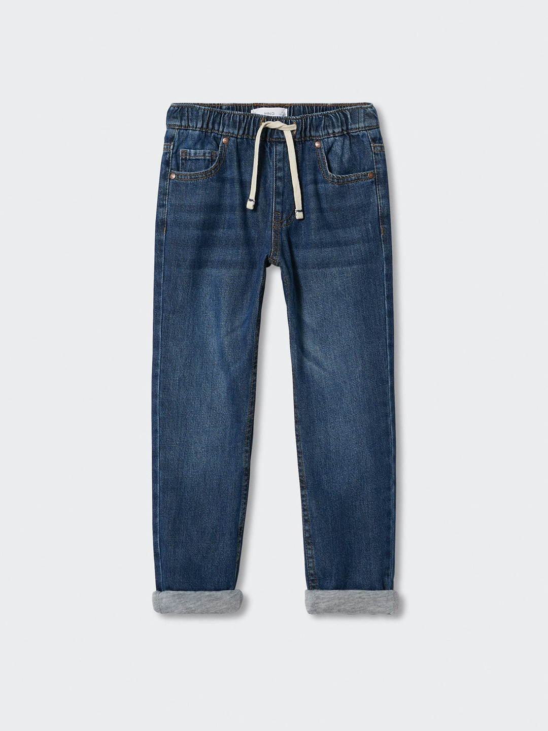 Buy Mango Kids Boys Mid Rise Light Fade Sustainable Regular Jeans ...