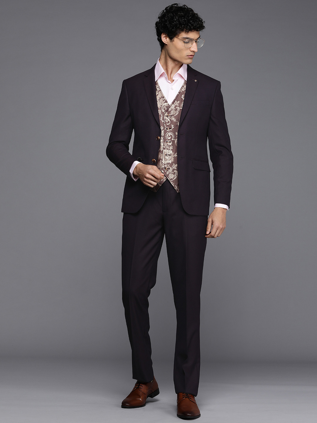 Buy Louis Philippe Men Single Breasted Slim Fit Formal 3 Piece Suit ...