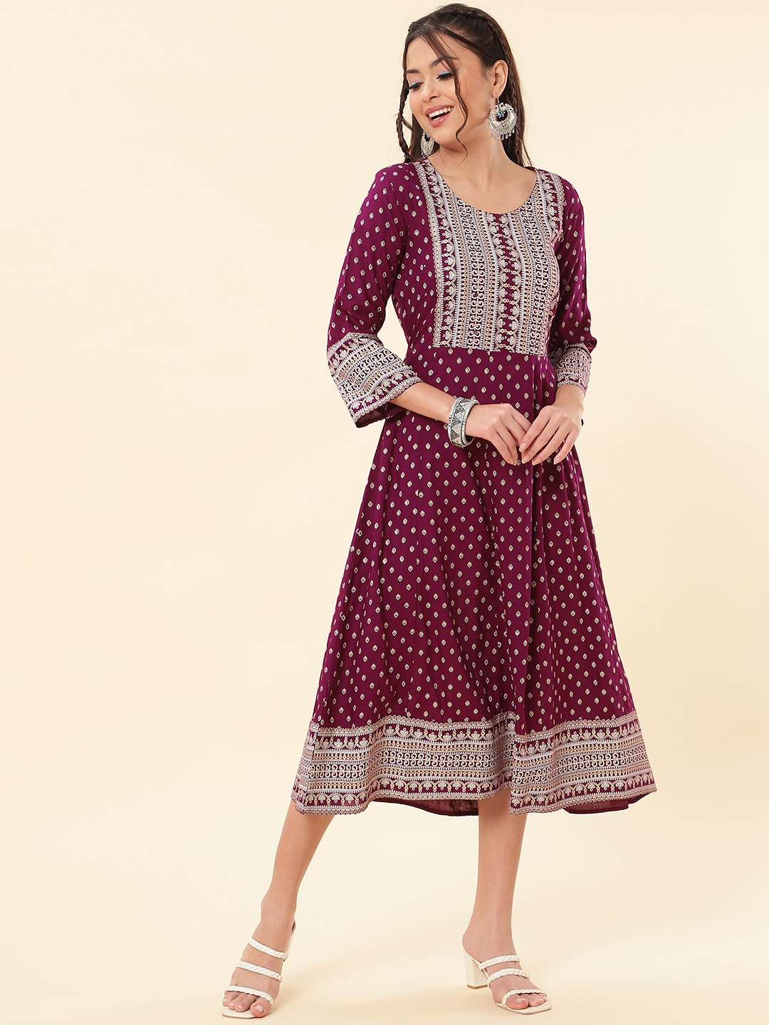 Buy NAYRAH Ethnic Motifs A Line Midi Dress - Dresses for Women 21202196 ... Buy NAYRAH Ethnic Motifs A Line Midi Dress - Dresses for Women 21202196 ...
