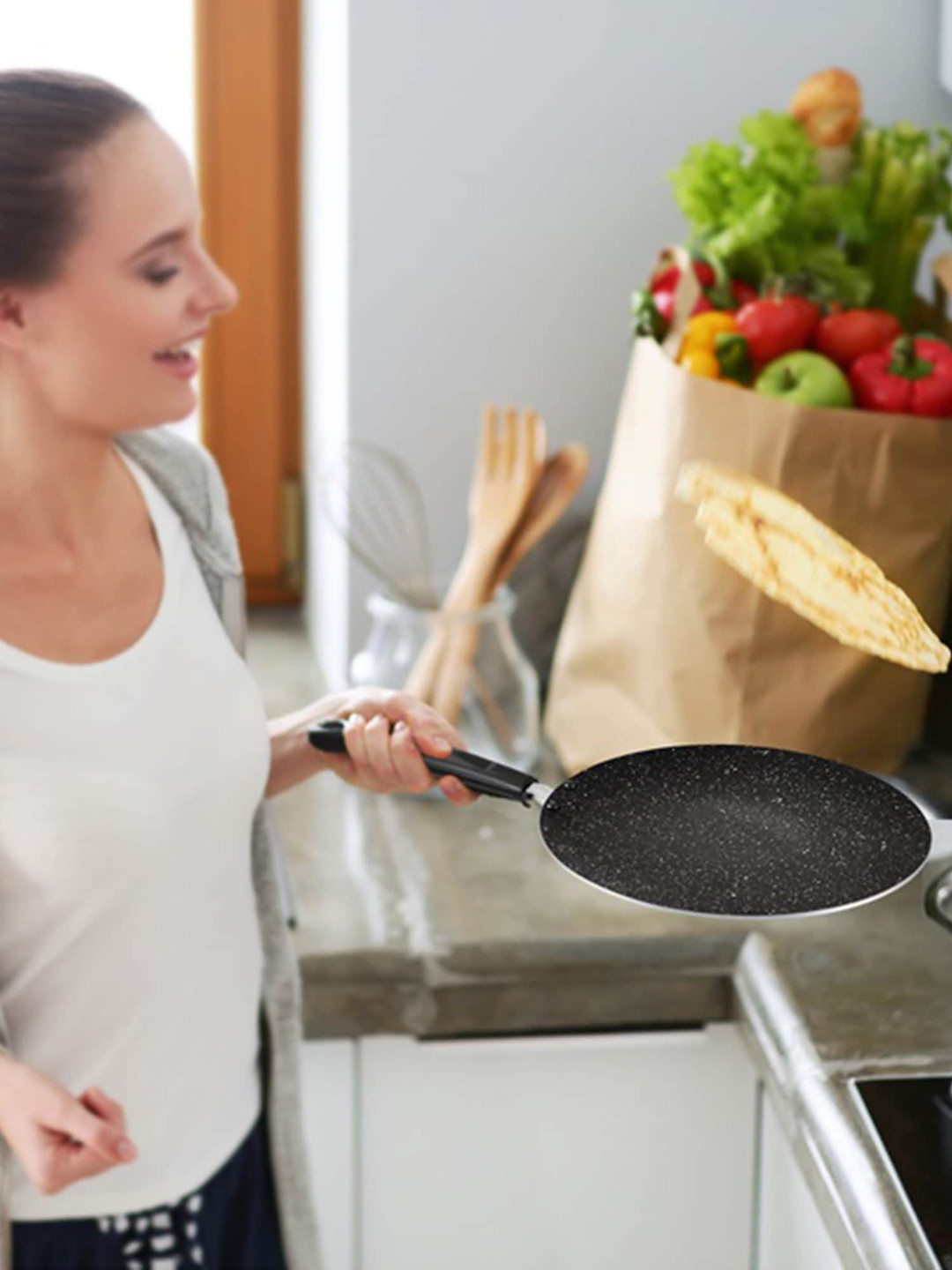 Buy Milton Black Pro Cook Granito Induction Non Stick Concave Tawa 28 ...