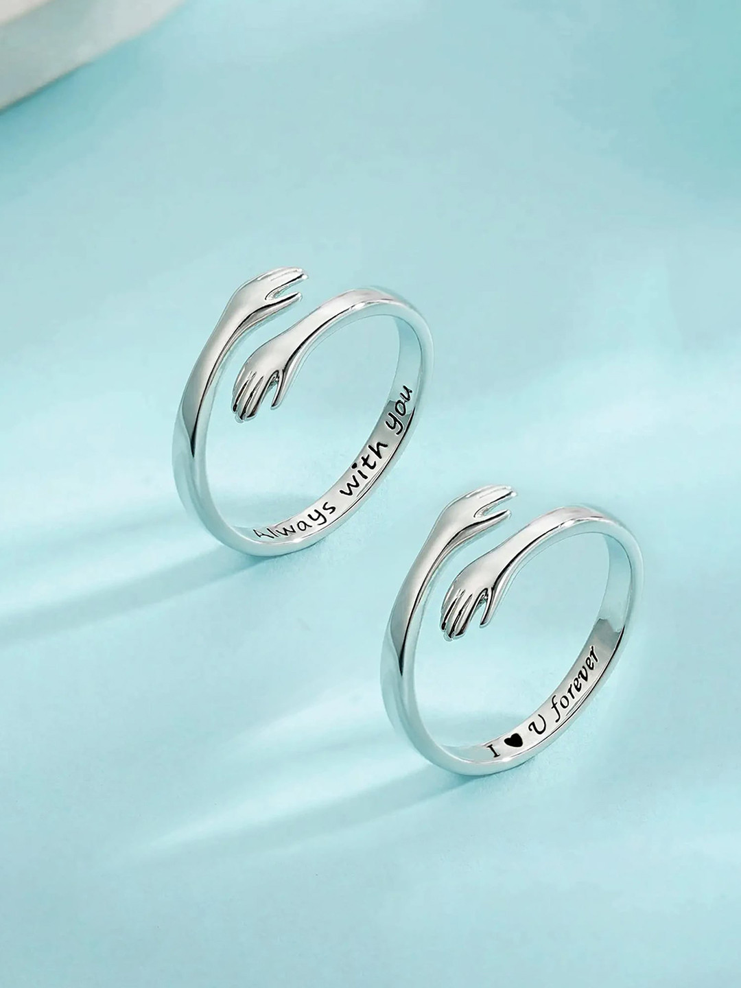 Buy Yellow Chimes Set Of 2 Silver Plated Hug Design Couple Adjustable ...