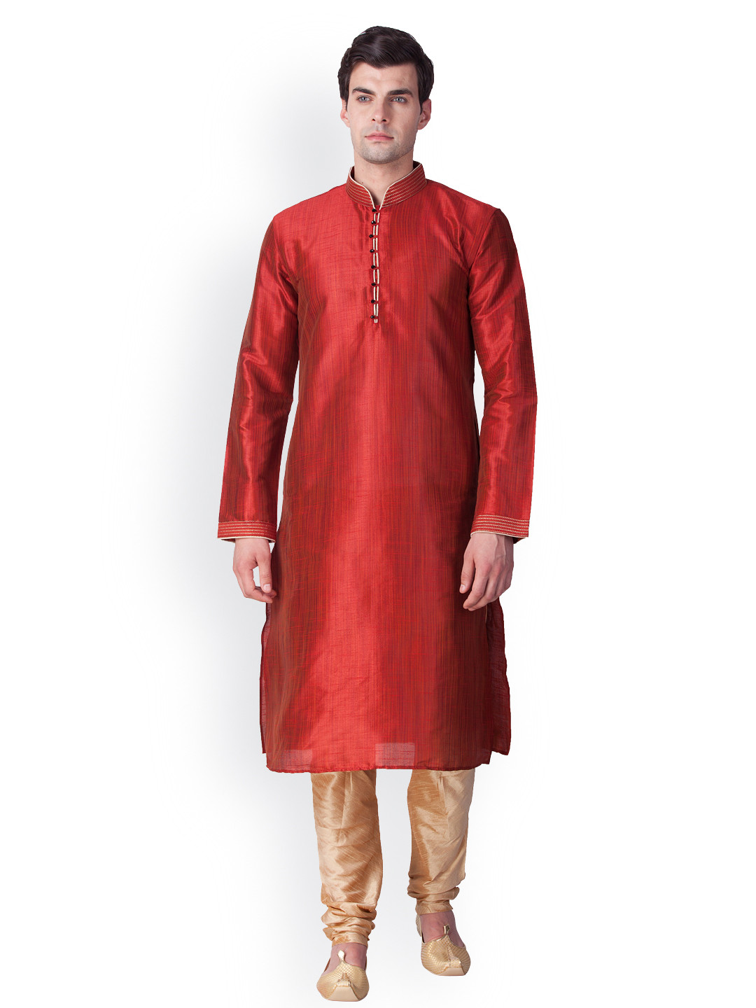 Buy SYONN Men Red Solid Straight Kurta - Kurtas for Men 2120514 | Myntra
