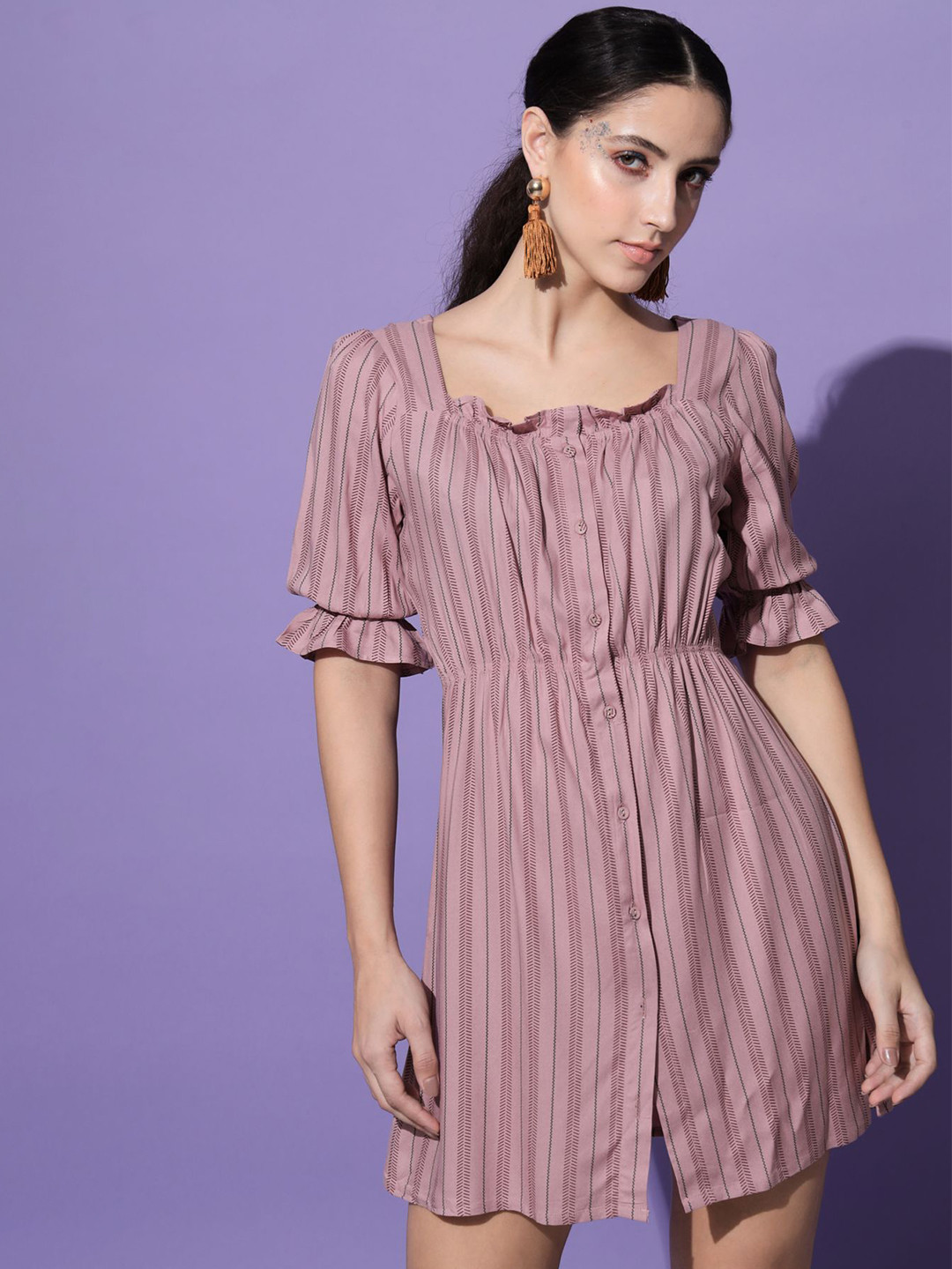 Buy Shopping Queen Striped Square Neck A Line Dress - Dresses for Women ...