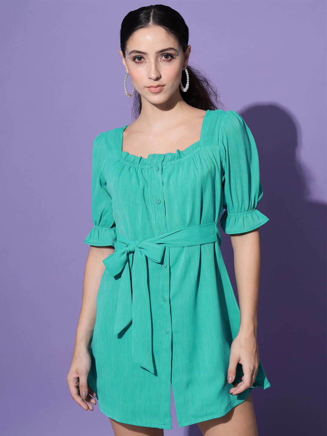 Buy Shopping Queen Square Neck Georgette A Line Mini Dress - Dresses ...