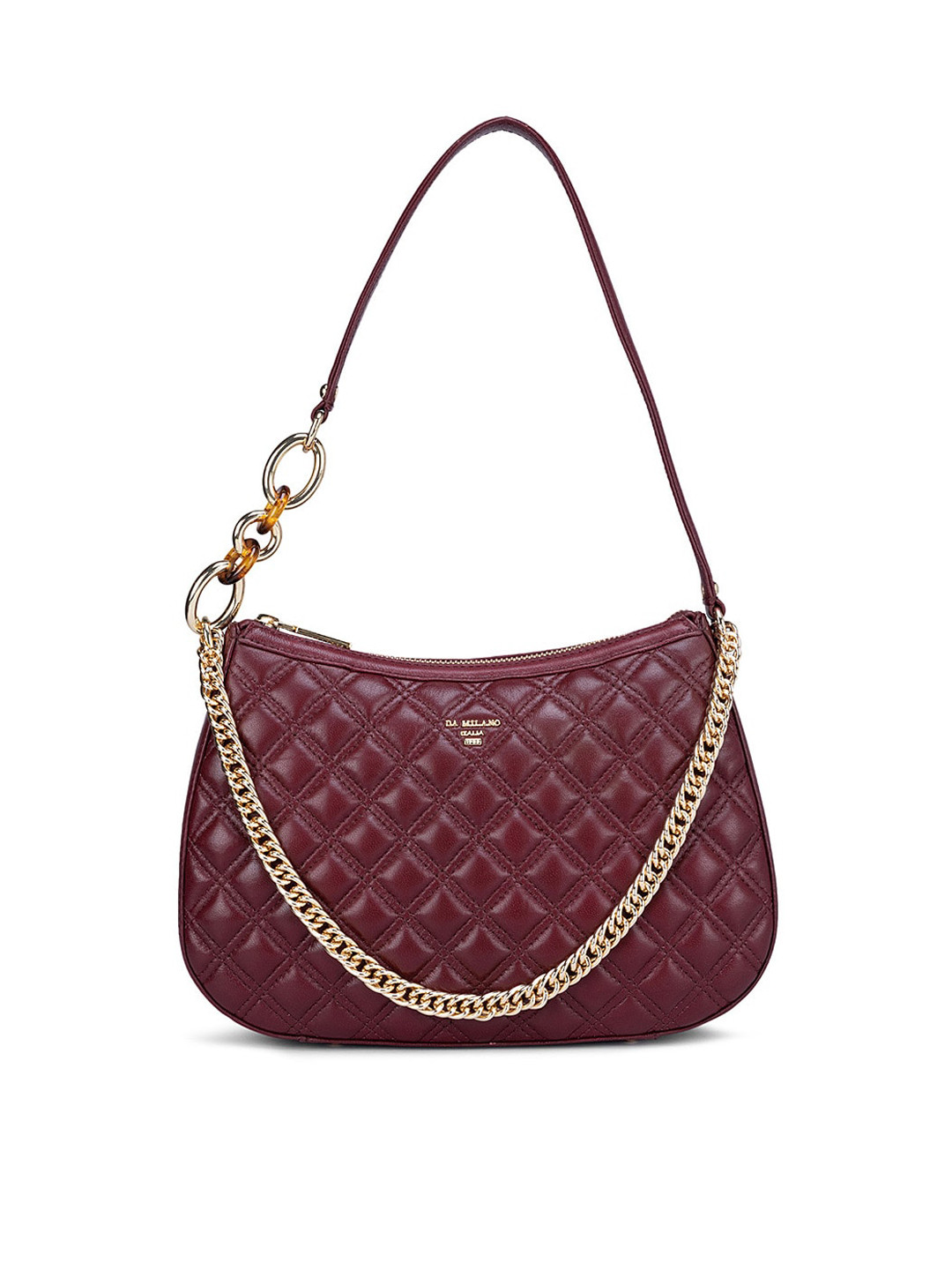 Buy Da Milano Women Geometric Leather Structured Shoulder Bag With ...