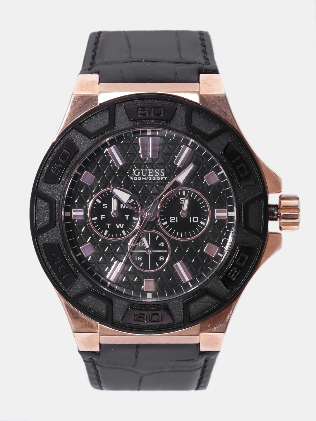 Buy GUESS Men Black Textured Analogue Watch W0674G6_OR - Watches for ...